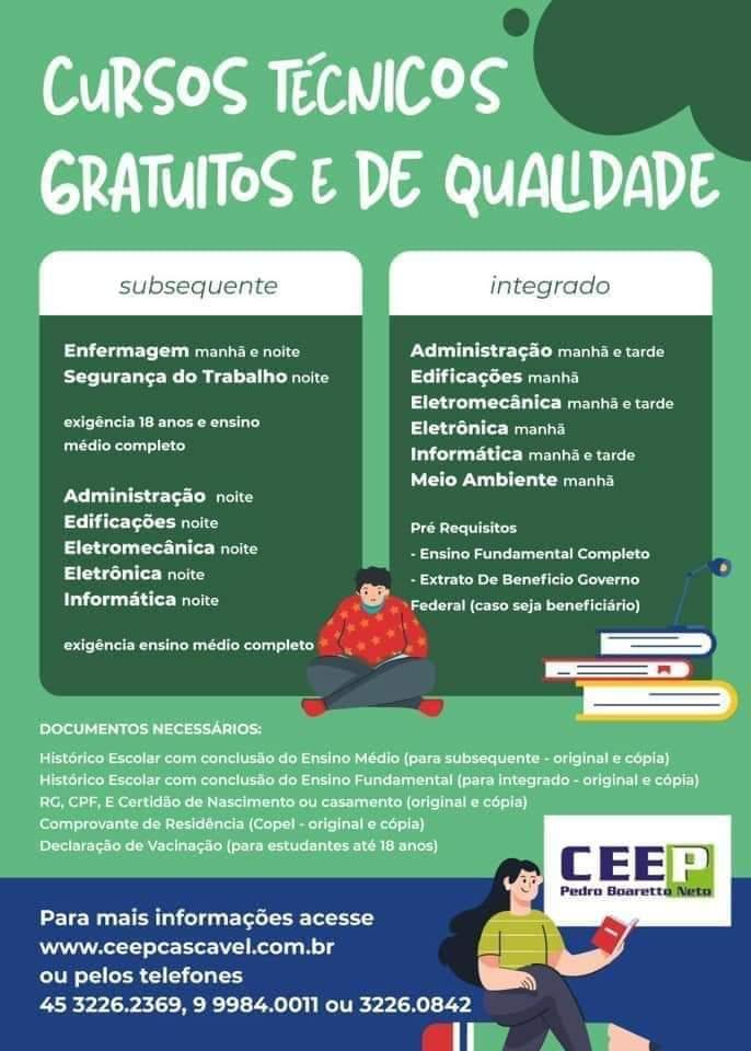 Ceep está com inscrições abertas para cursos técnicos gratuitos - CGN