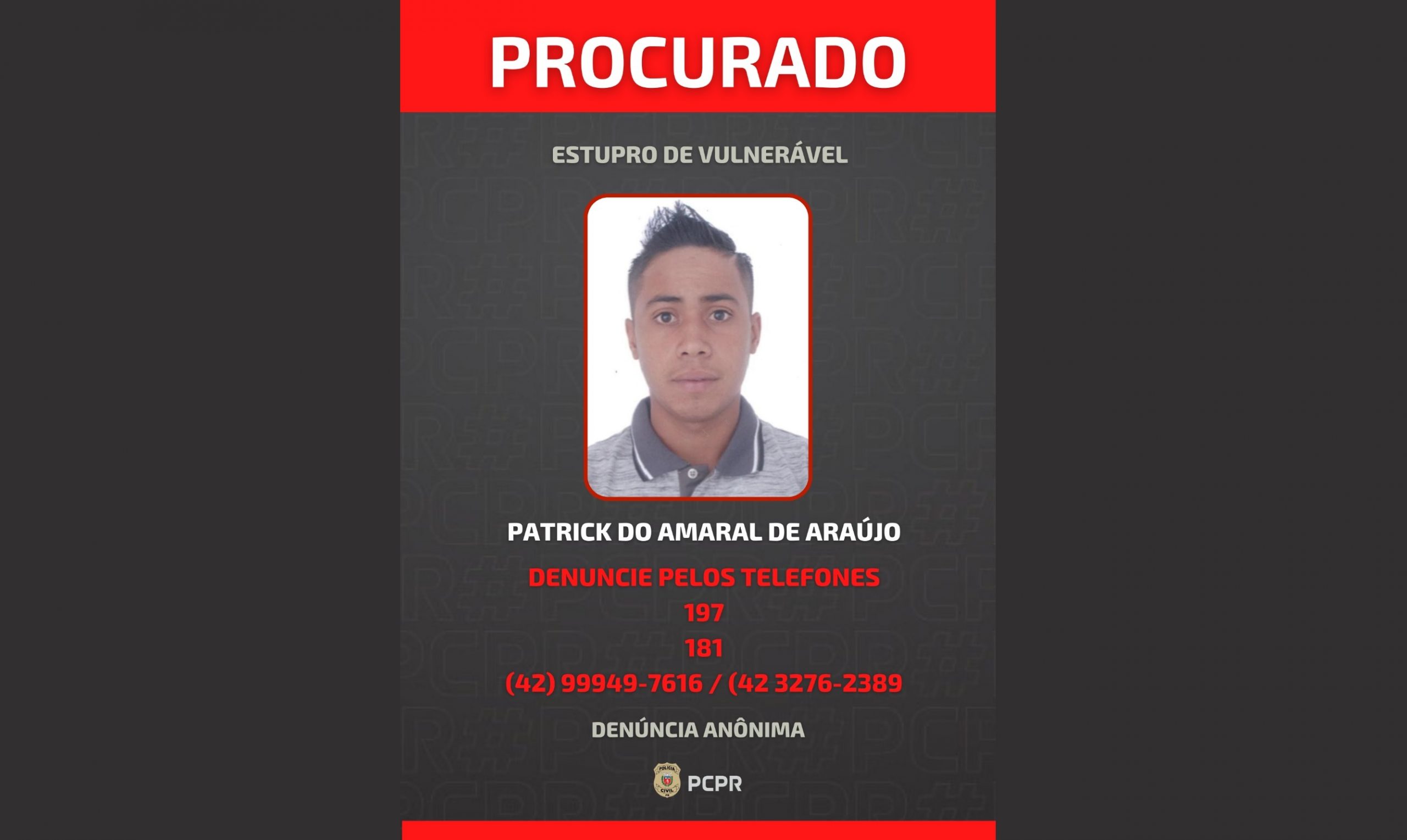 Pcpr Divulga Foto De Suspeito De Estupro De Vulnerável Cgn O Maior