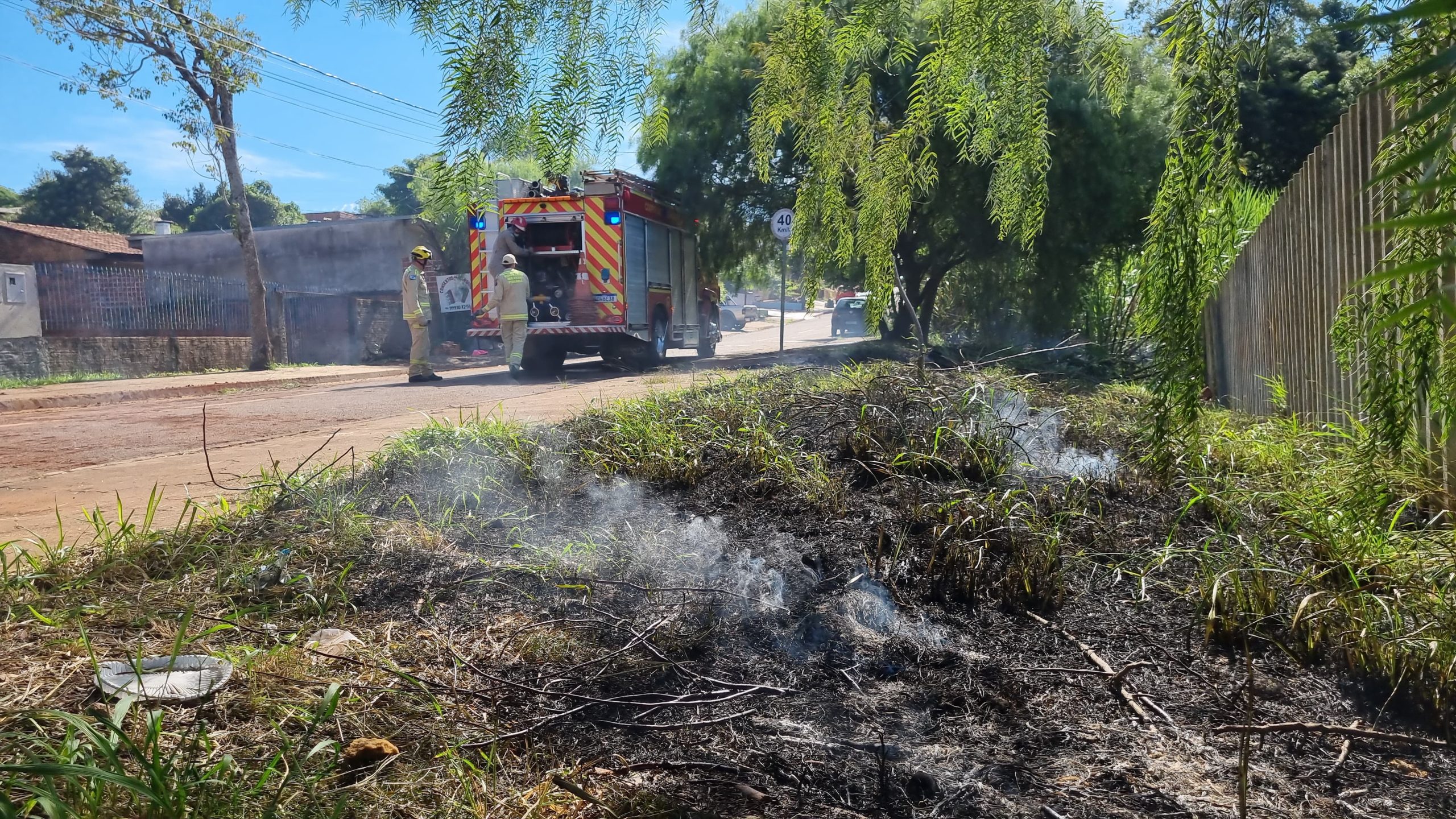 Incêndio em vegetação no Periolo mobiliza Corpo de Bombeiros