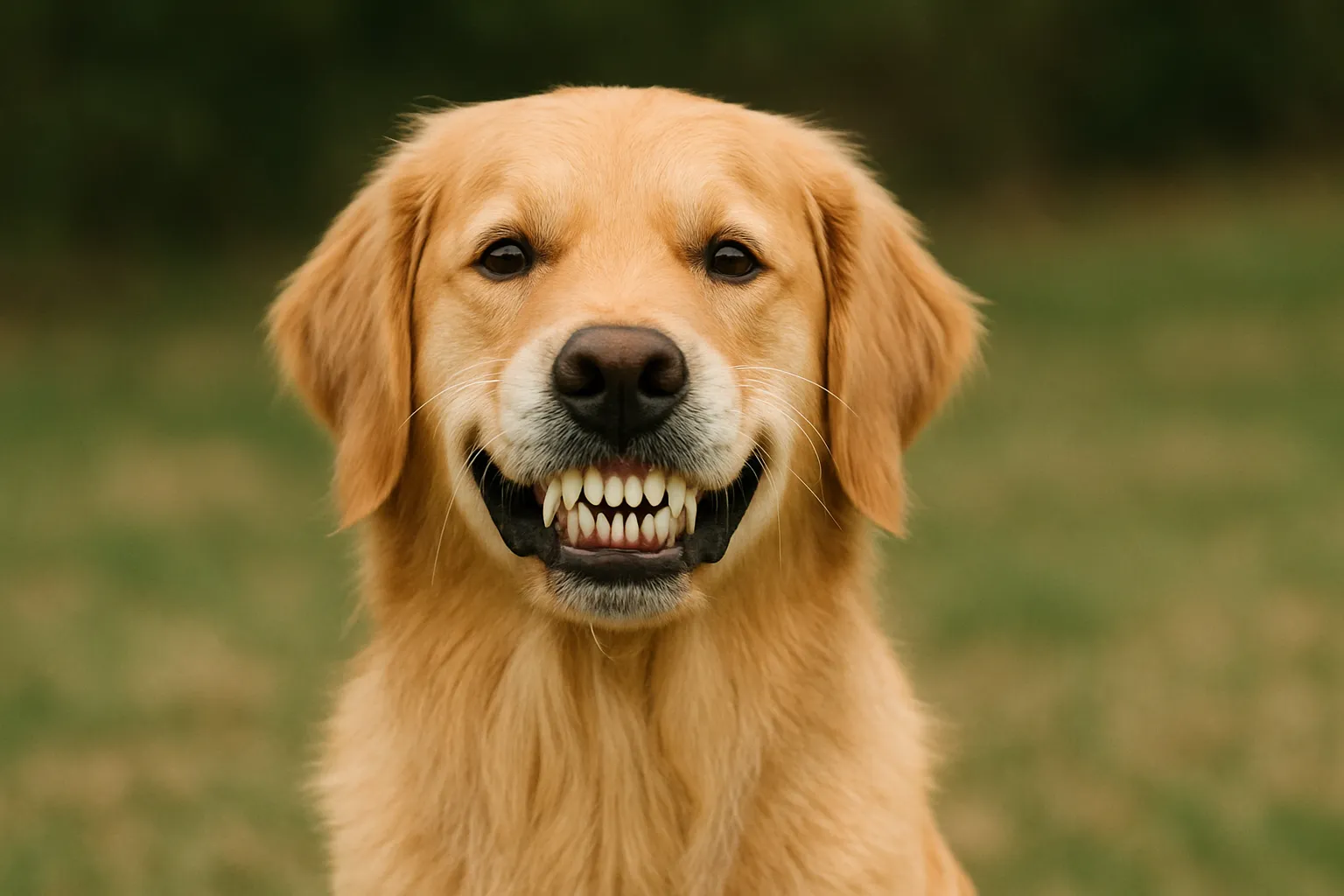 Cachorro mostrando os dentes mas sem rosnar: o que significa