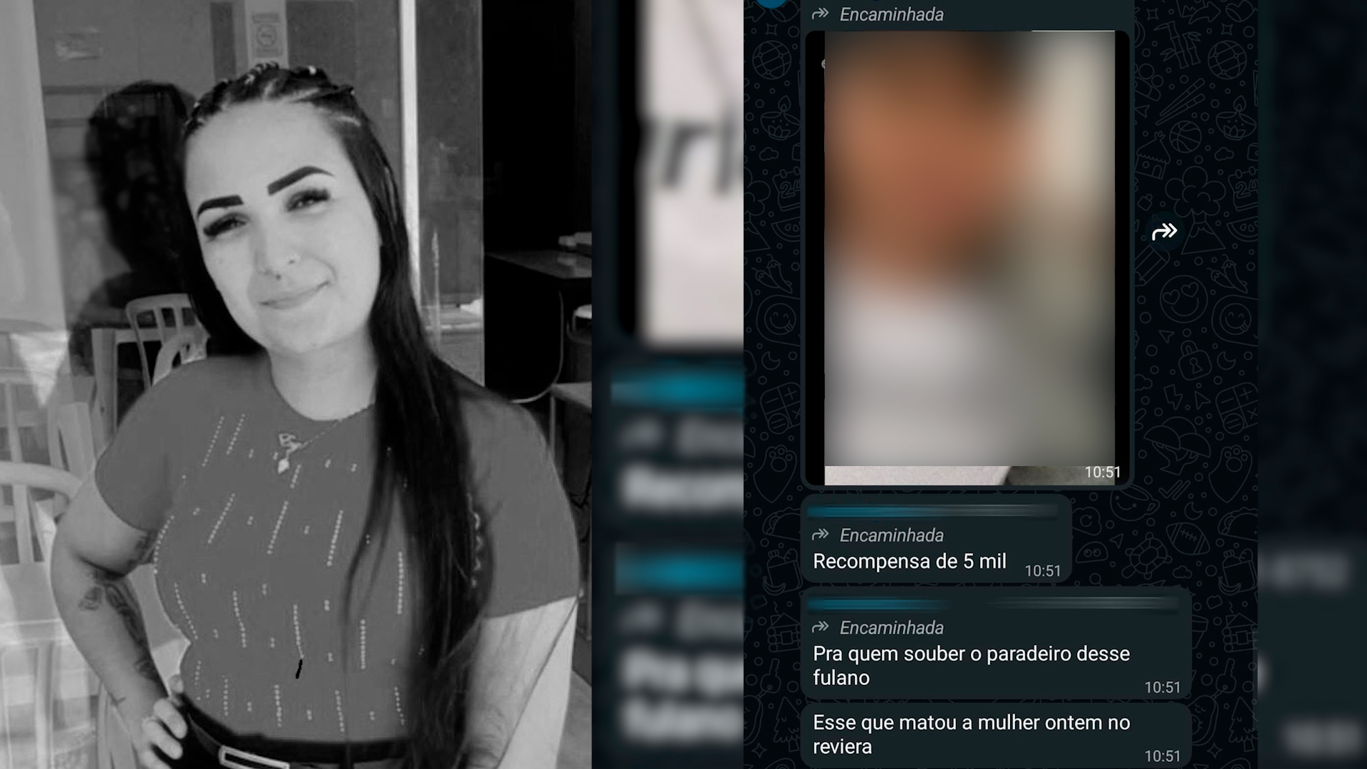 Mensagem sobre recompensa de R$ 5 mil por suspeito de matar Mayara ...
